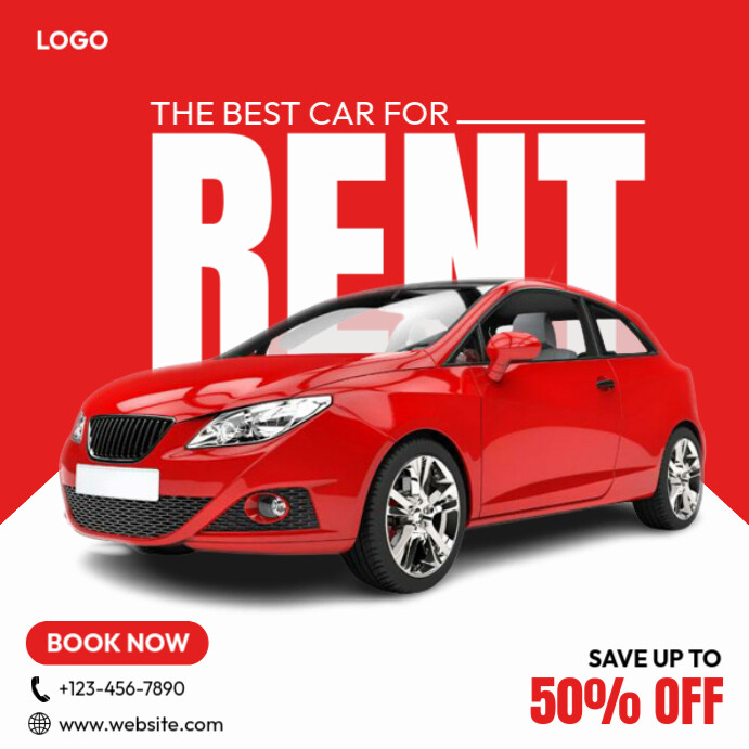 Copy of Red Professional Car Rental Instagram Post | PosterMyWall