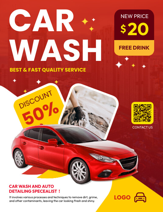 Red Professional Car Wash Flyer Flyer (us Let Template | PosterMyWall