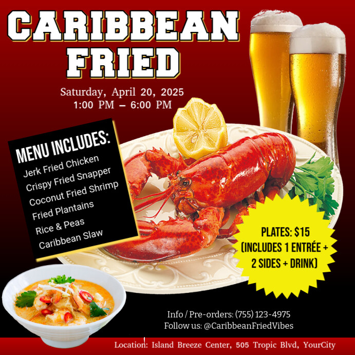 Plantilla de Red Professional Caribbean Fried Instagram Post | PosterMyWall