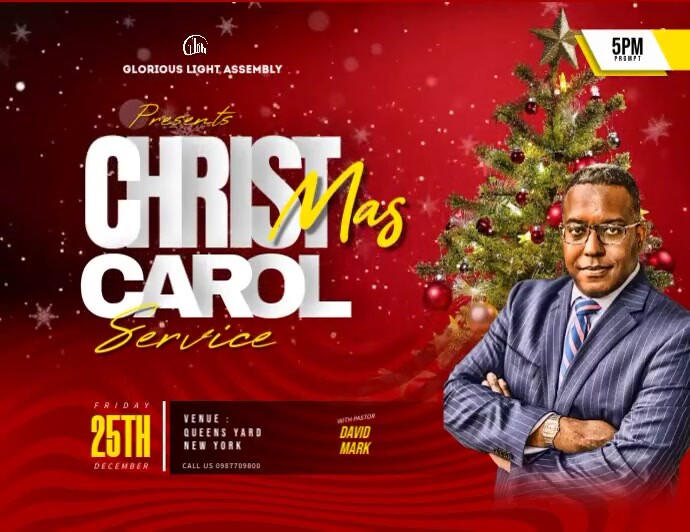Red Professional Christmas Church Service, Christmas Carol Night ...