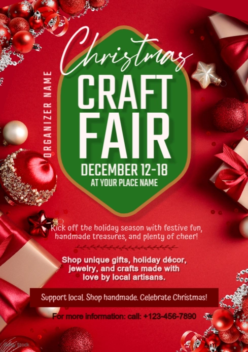 Red Professional Christmas Craft Fair A4 Flyer Template | PosterMyWall