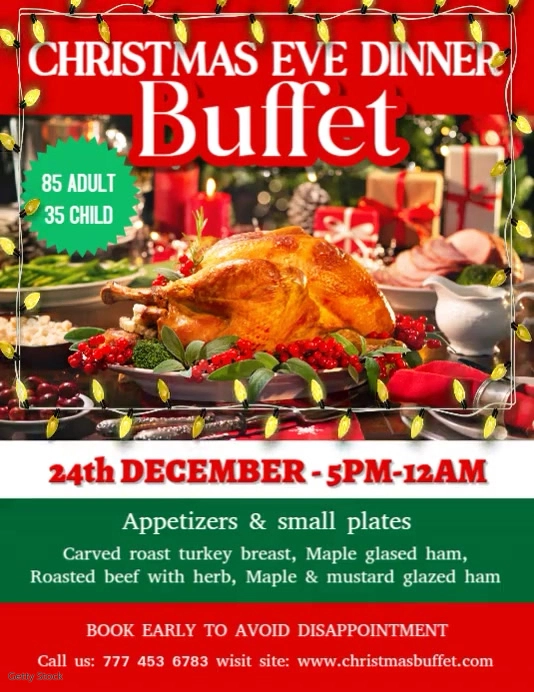Red Professional Christmas Dinner Buffet Flyer (us Letter) Template ...