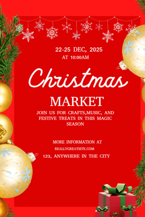 Red Professional Christmas Market 2025 Design Poster Template ...
