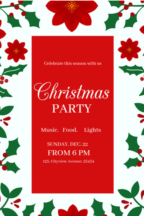 Red Professional Christmas Party Invitation Poster Template | PosterMyWall