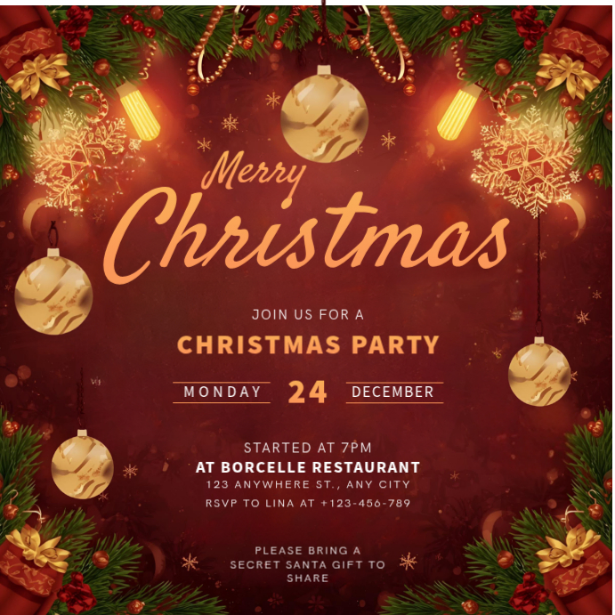 Red Professional Christmas Party Invitation Poster Instagram Post ...
