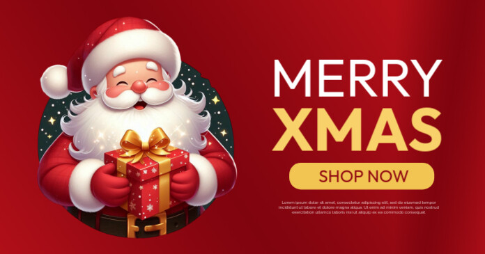 Red Professional Christmas Voucher Facebook Shared Image Template ...