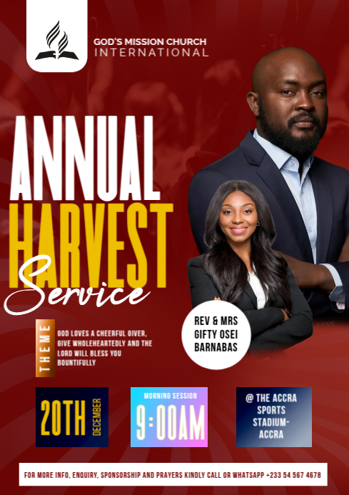 Red Professional Church Annual Harvest Flyer Design Template A4 ...