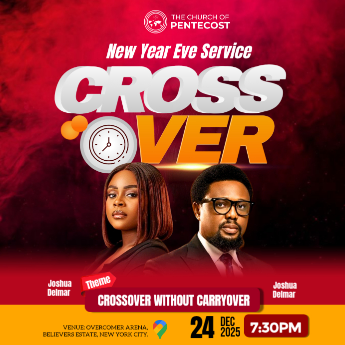 Red Professional Church Cross Over Service Flyers Instagram Post ...