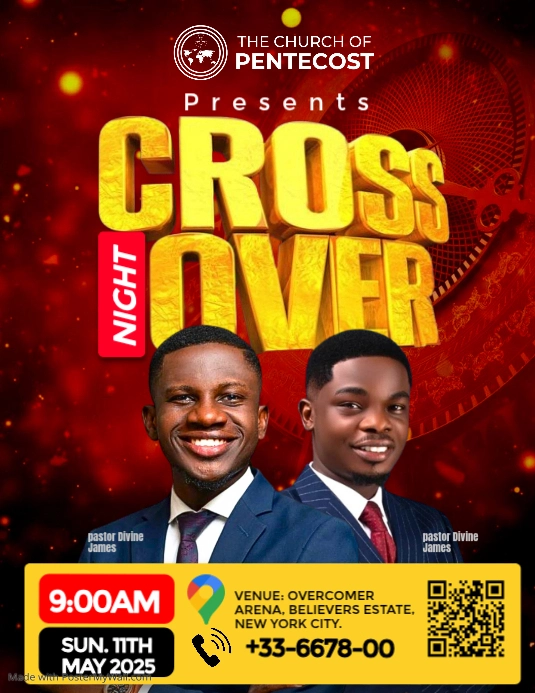 Red Professional Church Cross Over Service Flyers Flyer (us Letter ...