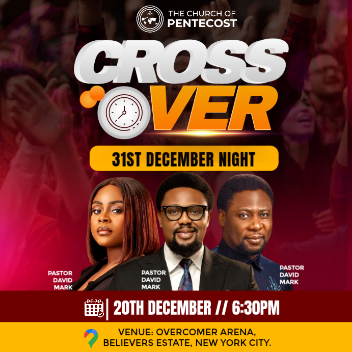 Red Professional Church Cross Over Service Instagram Post Template ...