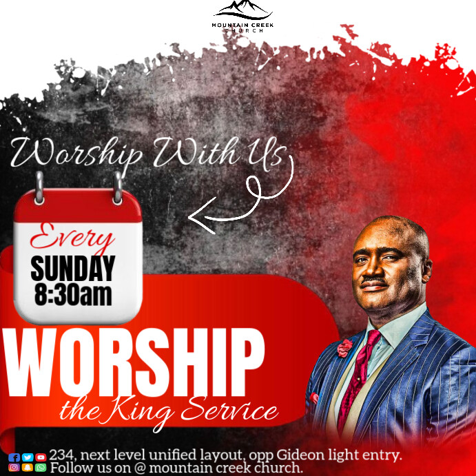 Red Professional Church Design Flyer Instagram Post Template | PosterMyWall
