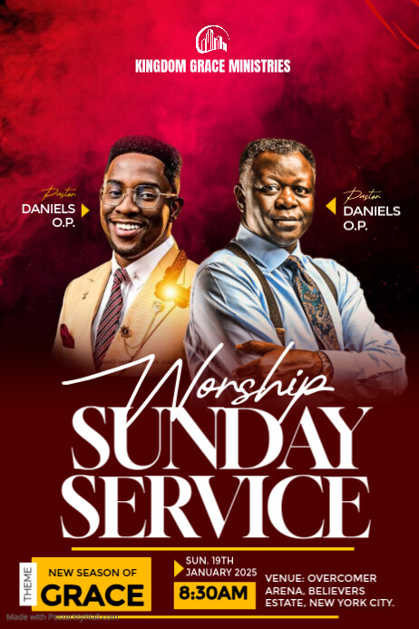 Red Professional Church Flyers Poster Template | PosterMyWall