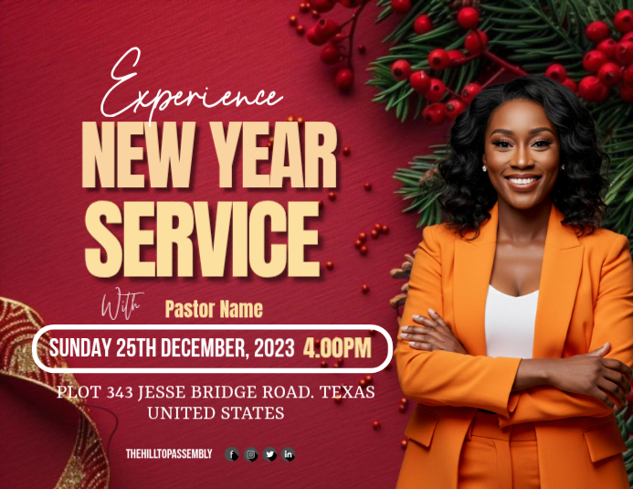 Red Professional Church New Year Service Flyers Flyer (us Letter ...