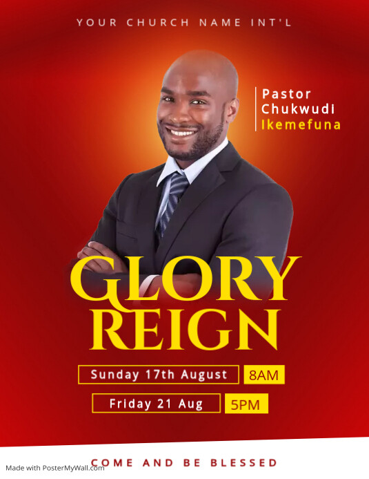 Red Professional Church Service Flyer (us Letter) Template | PosterMyWall