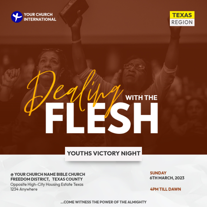 Red Professional Church Service Instagram Post Template | PosterMyWall