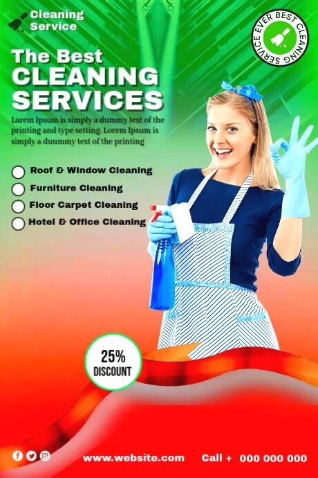 Red Professional Cleaning Poster Template | PosterMyWall