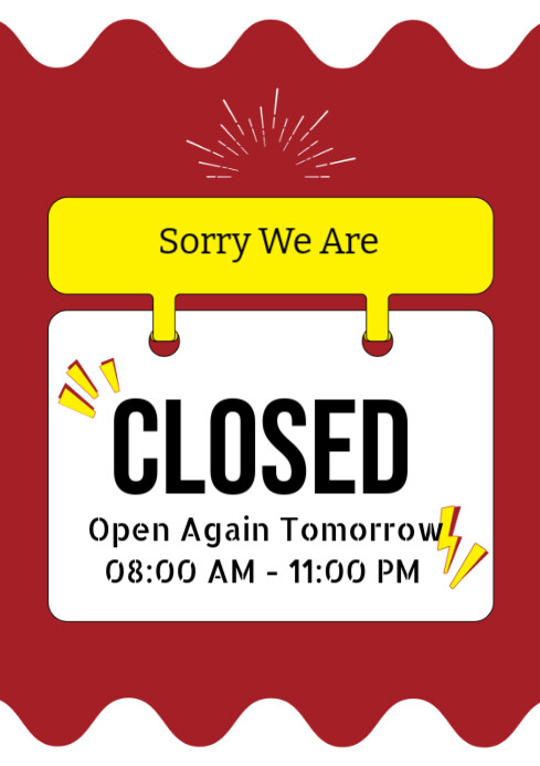 Red Professional Closed Announcement A4 Template | PosterMyWall