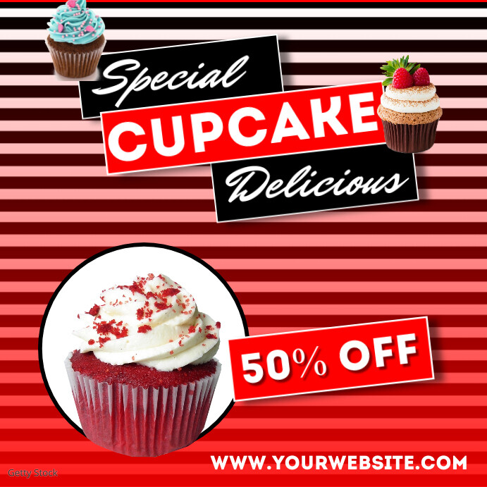 Red Professional Cupcake Instagram Post Template | PosterMyWall