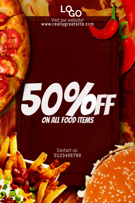 Copy of Red Professional Discount Food Poster | PosterMyWall