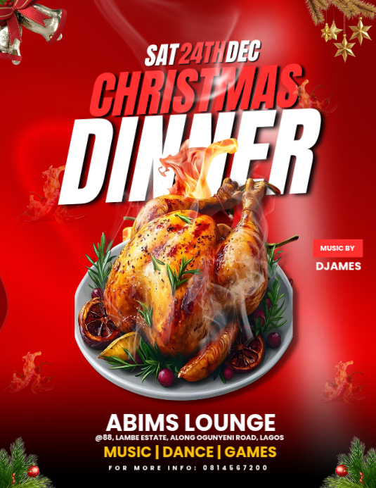 Modèle Red Professional Editable Christmas Dinner Flyer Flyer (us ...