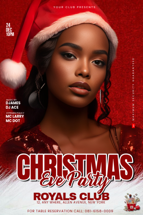 Red Professional Editable Christmas Eve Party Template Banner 4' × 6 ...