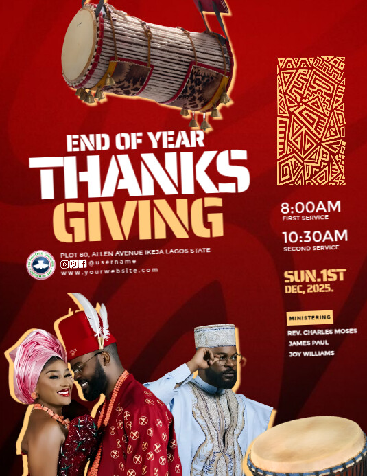 Red Professional End Of Year Thanksgiving Flyer Flyer (us Letter ...