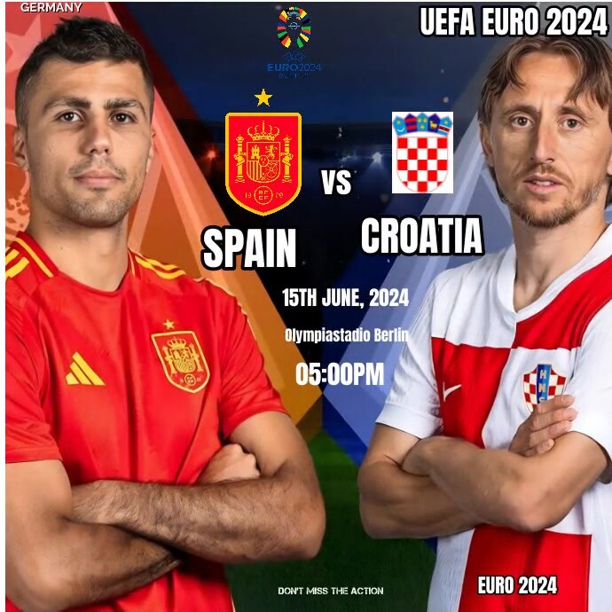 Red Professional Euro 2024 Spain Vs Croatia I Template | PosterMyWall