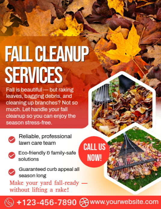 Red Professional Fall Clean Up Services Flyer (us Letter) Template ...