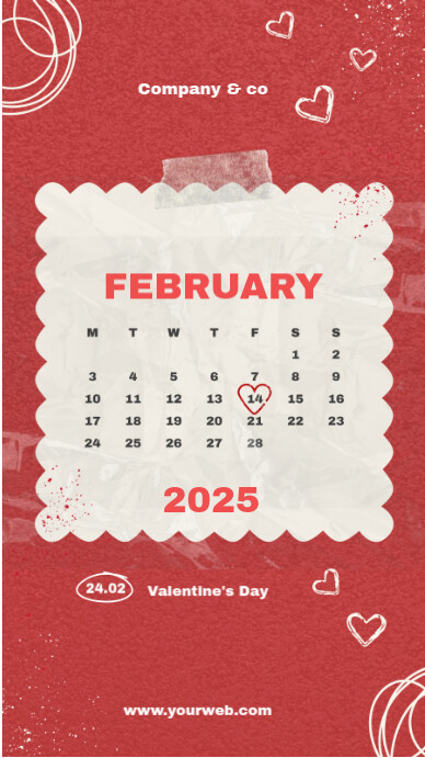 Red Professional February Calendar 2025 Instagram Story Template ...