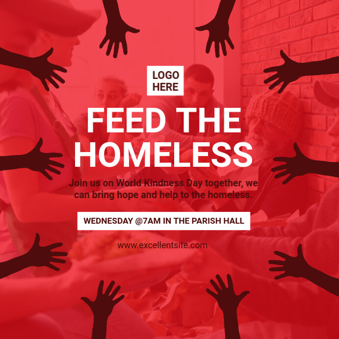 Red Professional Feed The Homeless Instagram Post Template | PosterMyWall