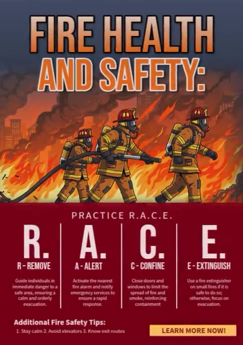 Red Professional Fire Health And Safety A4 Template | PosterMyWall