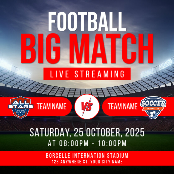 Plantilla de Red Professional Football Big Match Instagram Post ...