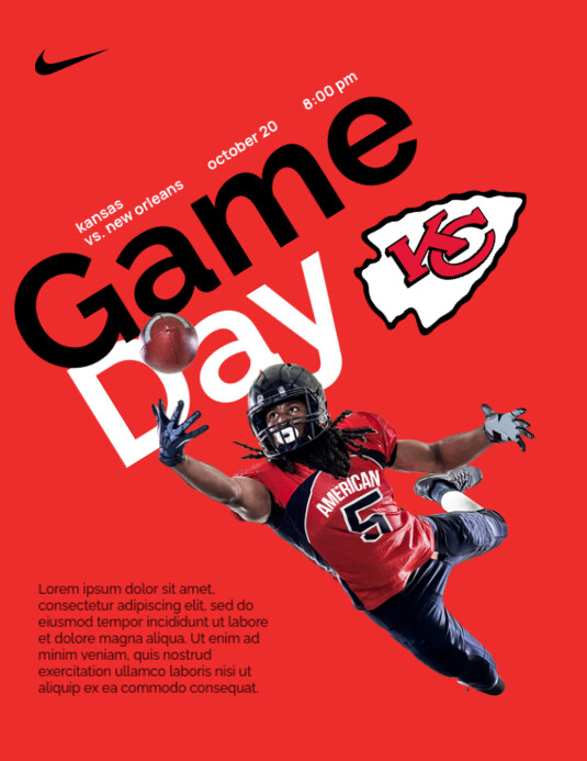 Red Professional Football Gameday Flyer (us Letter) Template | PosterMyWall