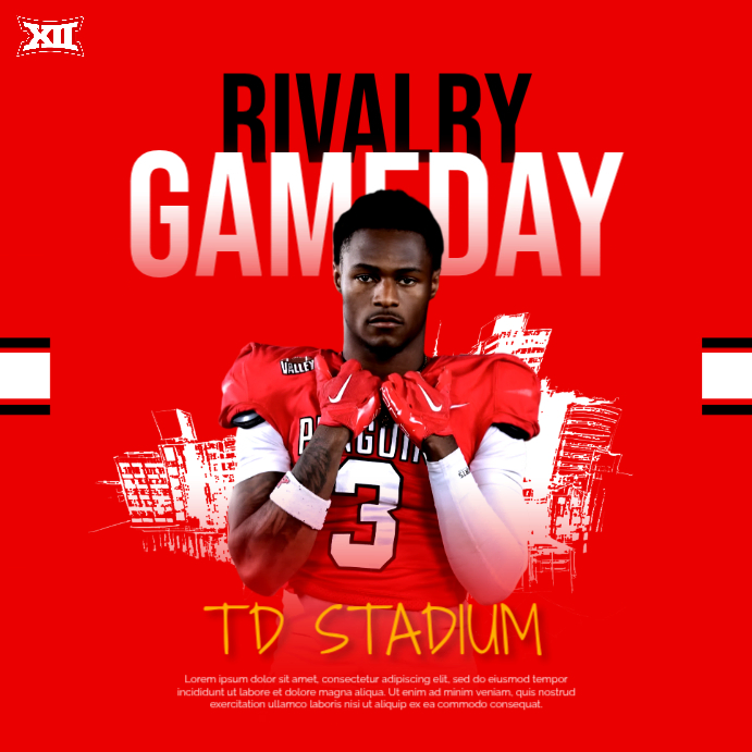 Red Professional Football Gameday Instagram Post Template | PosterMyWall