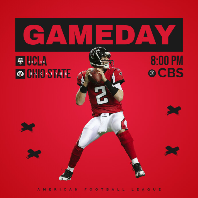 Red Professional Football Gameday Instagram Post Template | PosterMyWall