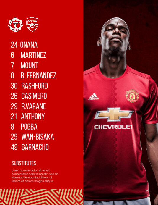 Copy of Red Professional Football Gameday Player Line-up Flyer (us ...