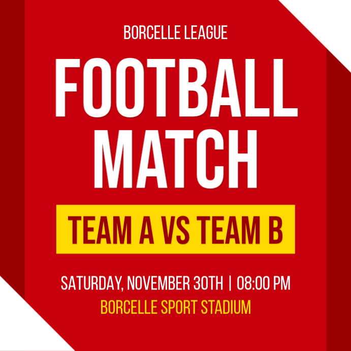 Red Professional Football Match Instagram Post Template | PosterMyWall