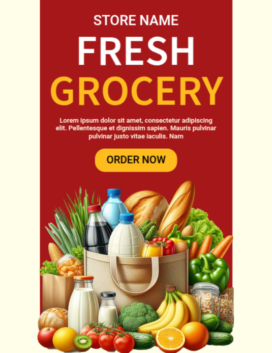 Red Professional Fresh Grocery Flyer (us Letter) Template | PosterMyWall