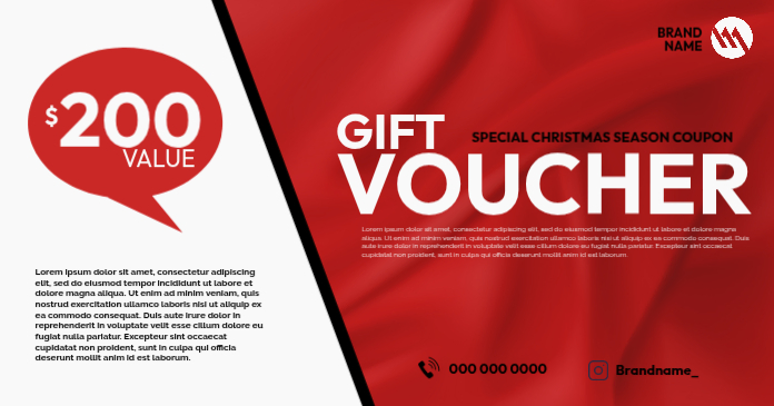 Red Professional Gift Voucher Facebook Shared Image Template | PosterMyWall