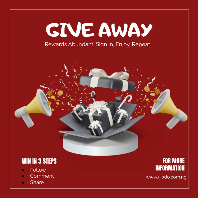 Red Professional Giveaway Instagram Poster In Template | PosterMyWall