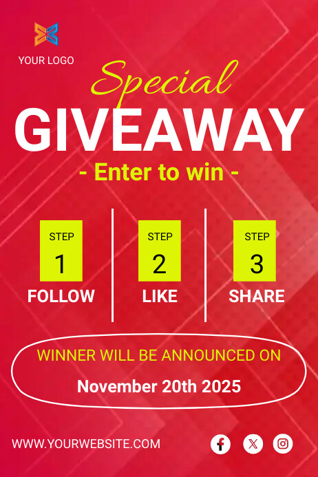 Modèle Red Professional Giveaway Template Poster | PosterMyWall