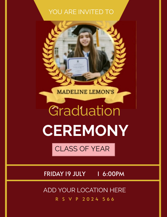 Red Professional Graduation Ceremony Flyer (u Template | PosterMyWall