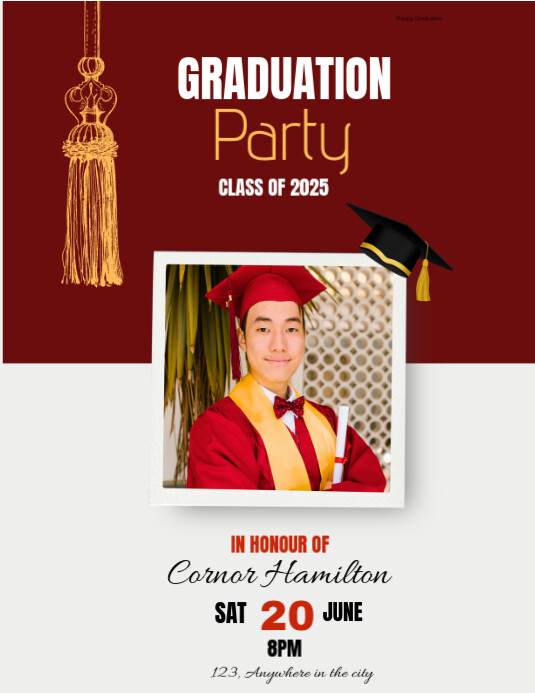 Red Professional Graduation Party Invitation Flyer (us Letter) Template ...