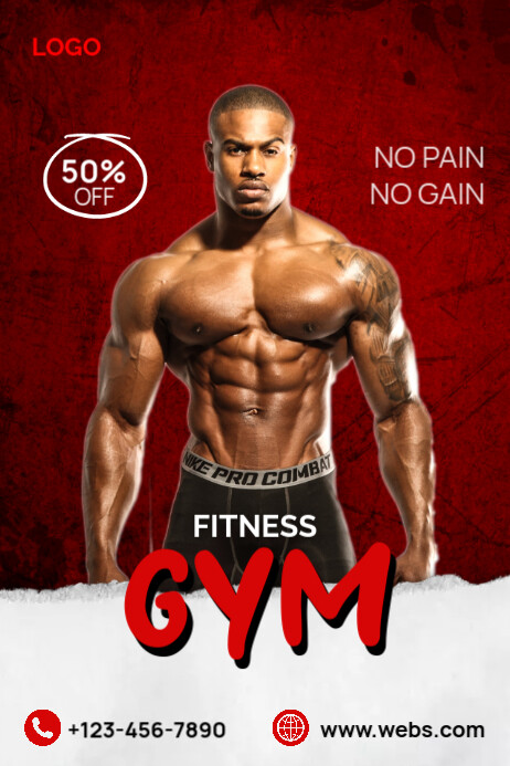 Copy of Red Professional Gym And Fitness Poster | PosterMyWall