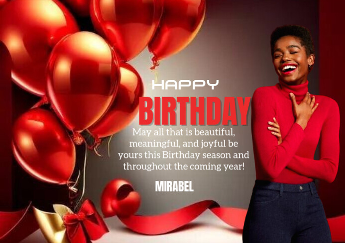 Red Professional Happy Birthday A4 Template | PosterMyWall