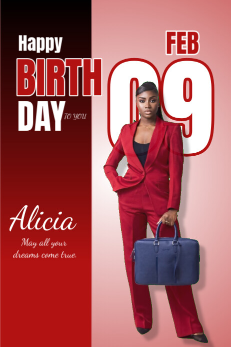 Red Professional Happy Birthday To You Poster Template | PosterMyWall