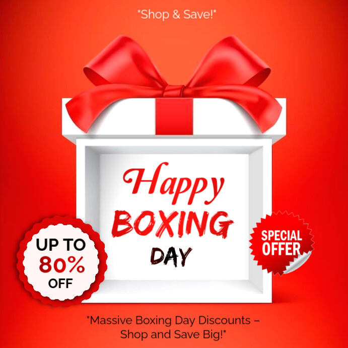 Red Professional Happy Boxing Day Instagram Post Template | PosterMyWall
