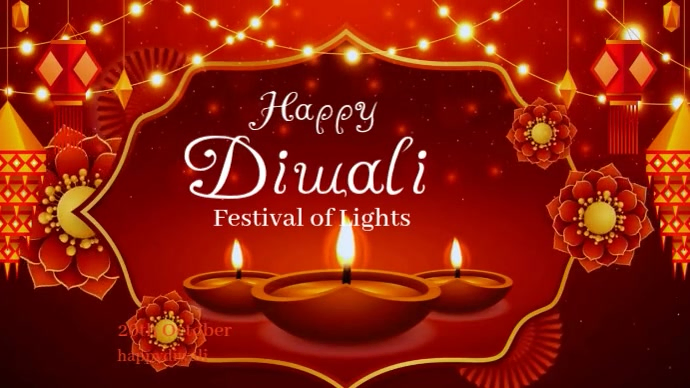 Red Professional Happy Diwali Video Templates Digital Display (16:9 ...