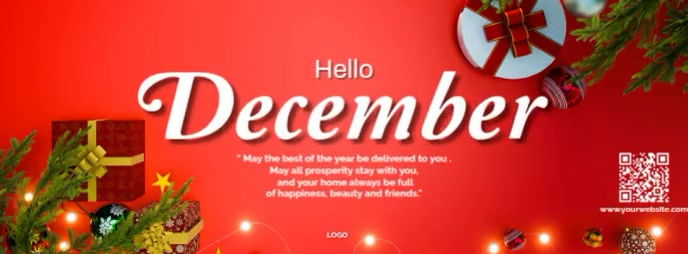 Red Professional Hello December Company Facebook Cover Photo Template ...