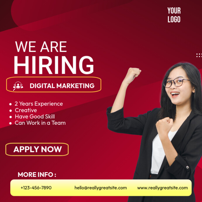 Red Professional Hiring Instagram Post Template | PosterMyWall